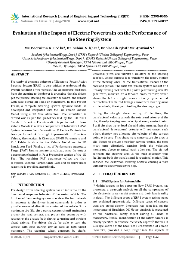 (PDF) IRJET-Evaluation of the Impact of Electric Powertrain on the ...