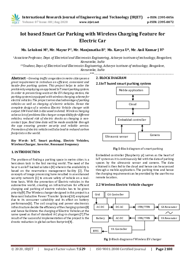 (PDF) IRJET-IoT based Smart Car Parking with Wireless Charging Feature ...