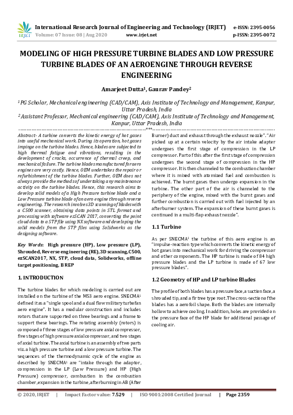 (PDF) IRJET- MODELING OF HIGH PRESSURE TURBINE BLADES AND LOW PRESSURE ...