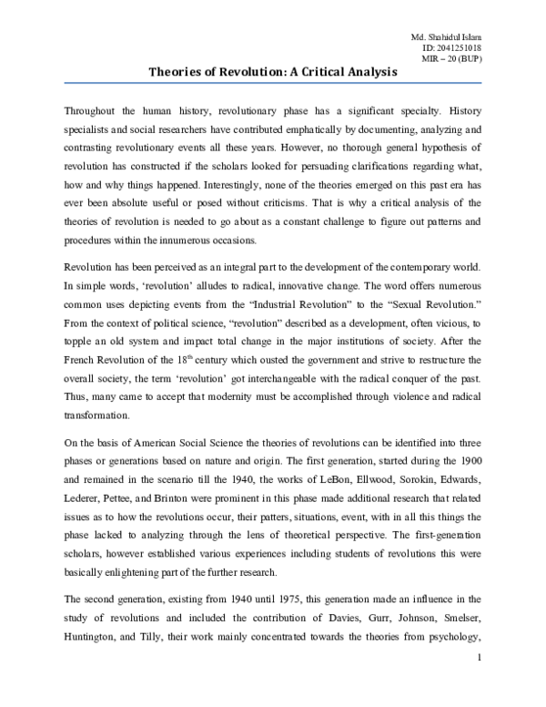 (DOC) Theories of Revolution: A Critical Analysis