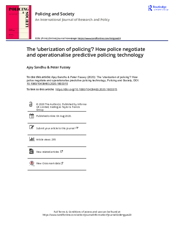 (PDF) The 'uberization of policing'? How police negotiate and ...