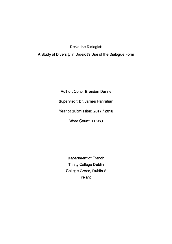 (PDF) Denis the Dialogist: A Study of Diversity in Diderot's Use of the ...