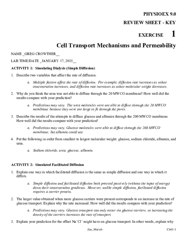 (PDF) Zao_Marieb Ch01-1 PHYSIOEX 9.0 REVIEW SHEET -KEY EXERCISE 1 Cell ...