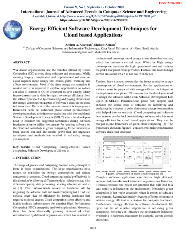 Pdf Energy Efficient Software Development Techniques For Cloud Based