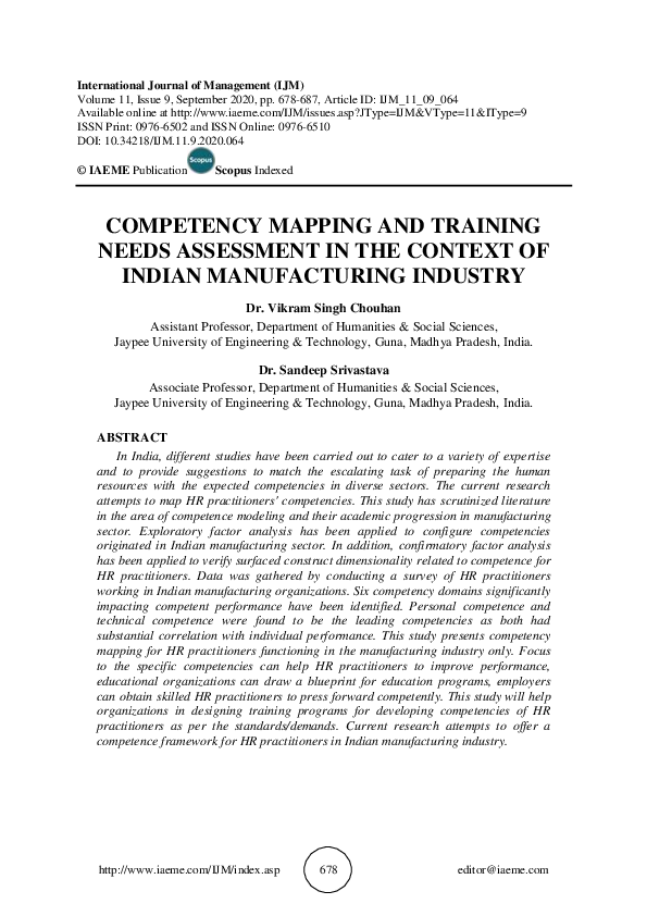 (PDF) COMPETENCY MAPPING AND TRAINING NEEDS ASSESSMENT IN THE CONTEXT ...