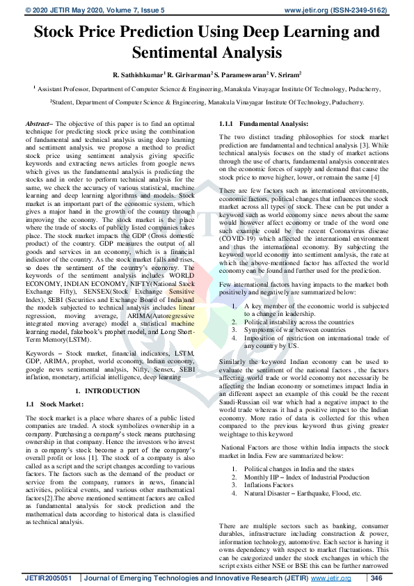 Pdf Stock Price Prediction Using Deep Learning And Sentimental Analysis
