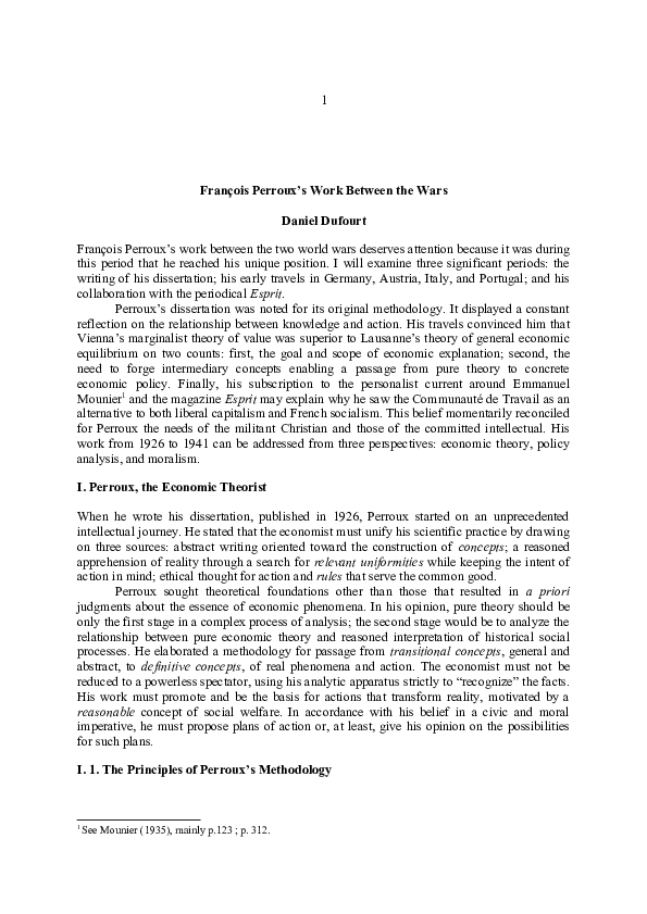 (DOC) François Perroux's Work Between the Wars