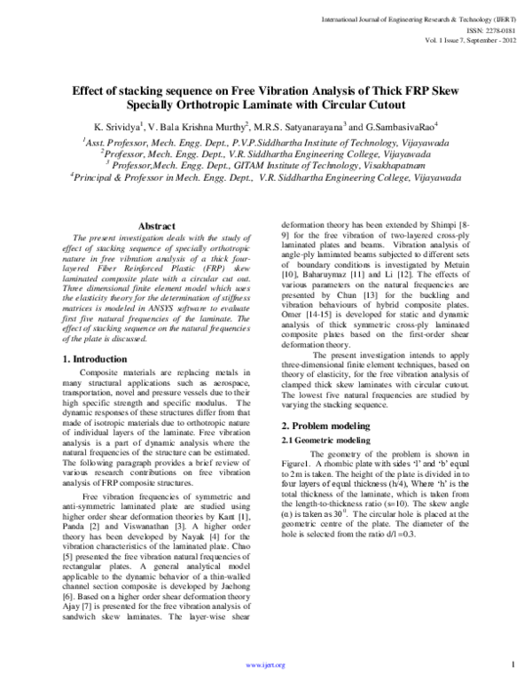 (PDF) IJERT-Effect of stacking sequence on Free Vibration Analysis of ... (PDF) IJERT-Effect of stacking sequence on Free Vibration Analysis of ...