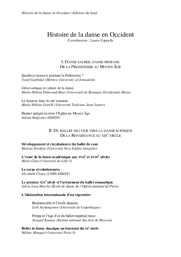 (PDF) Le danseur dans la cité romaine, dans Nouvelle Histoire de la ...
