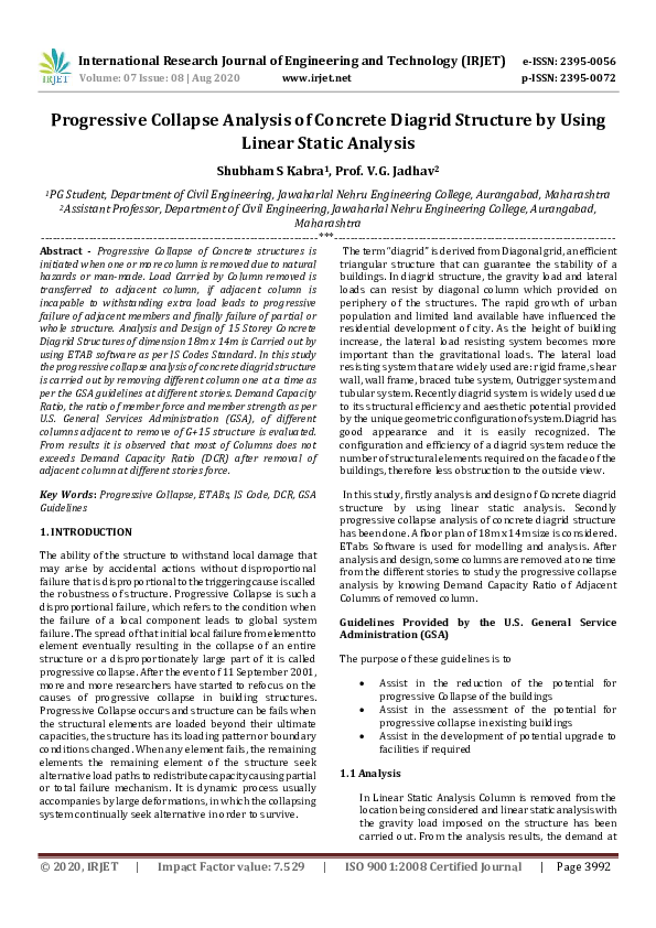 (PDF) IRJET- Progressive Collapse Analysis of Concrete Diagrid Structure by Using Linear Static ...