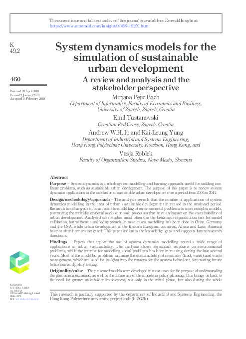 (PDF) System dynamics models for the simulation of sustainable urban ...
