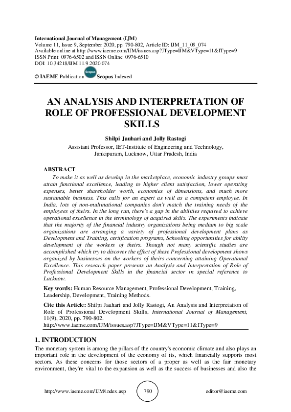 (PDF) AN ANALYSIS AND INTERPRETATION OF ROLE OF PROFESSIONAL ...