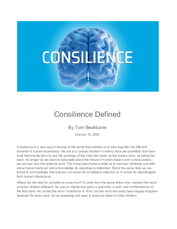 (PDF) Consilience Defined