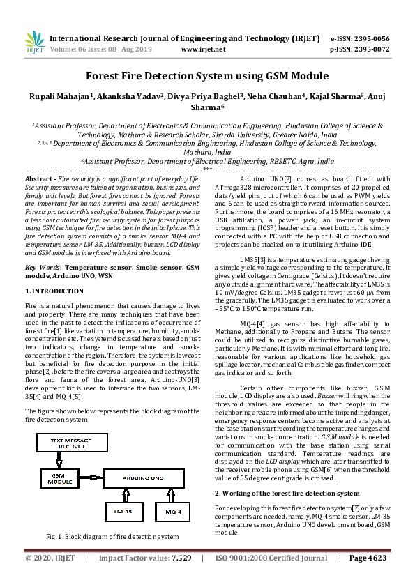 Pdf Irjet Forest Fire Detection System Using Gsm Module