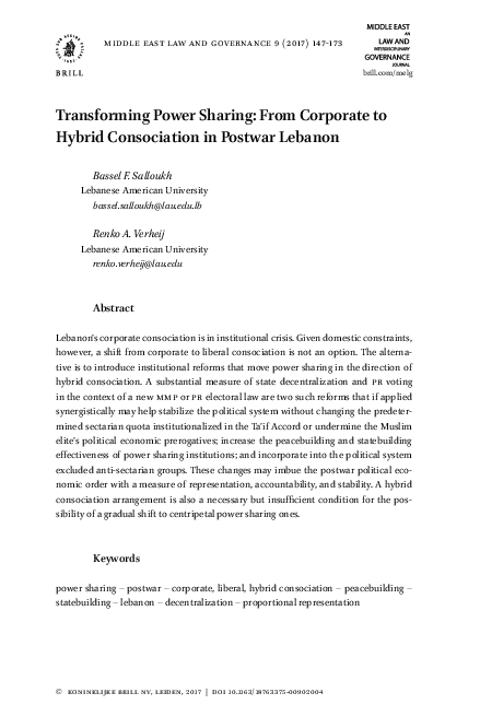 (PDF) Transforming Power Sharing: From Corporate to Hybrid Consociation ...
