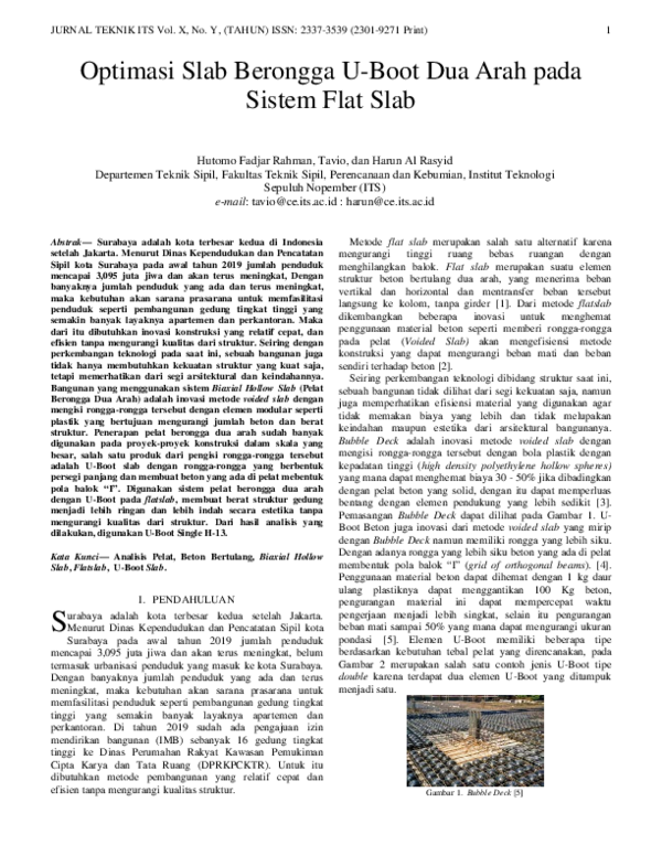(PDF) Optimasi Slab Berongga U-Boot Dua Arah pada Sistem Flat Slab