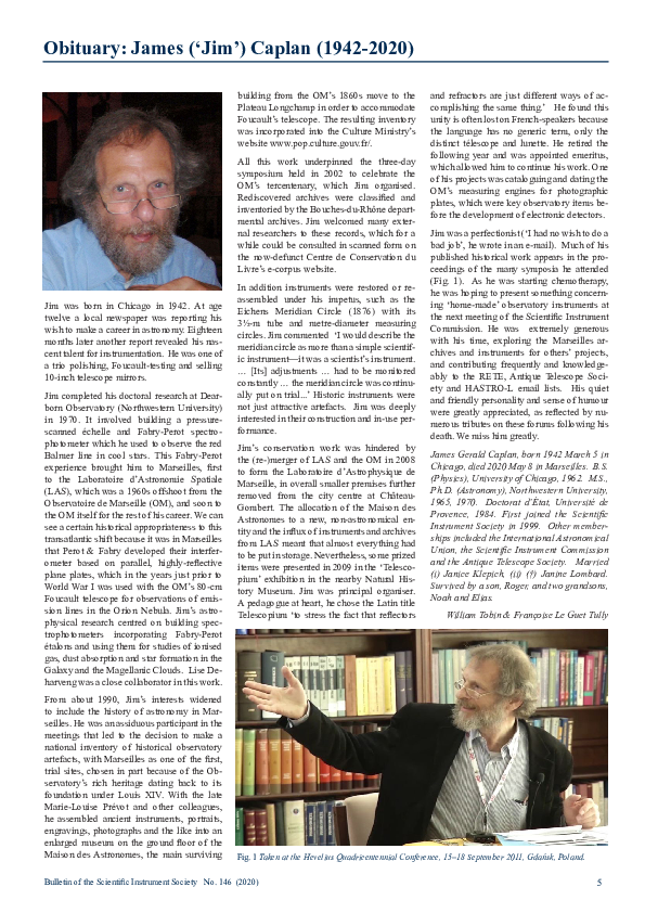 (PDF) James (`Jim') Caplan (1942-2020) | william tobin - Academia.edu