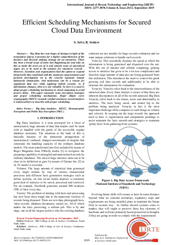 (PDF) Efficient Scheduling Mechanisms for Secured Cloud Data Environment