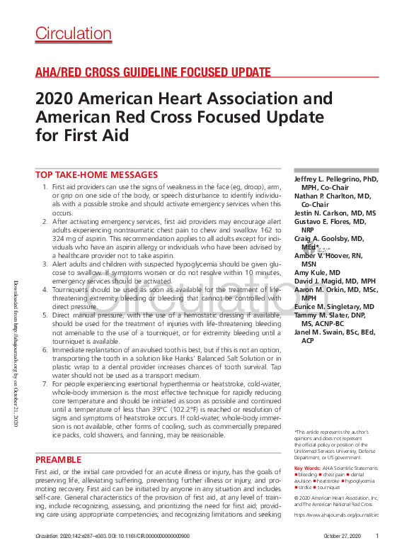 2020 American Heart Association And American Red Cross Focused Update