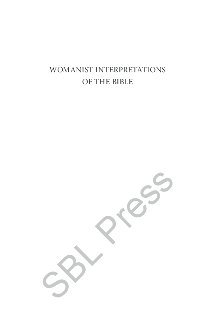 (PDF) Womanist Interpretations of the Bible