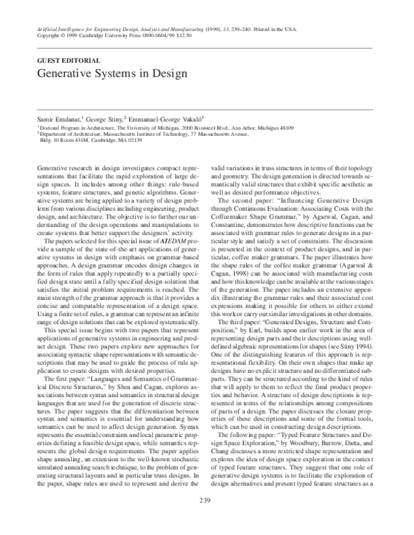 (PDF) Generative Systems in Design