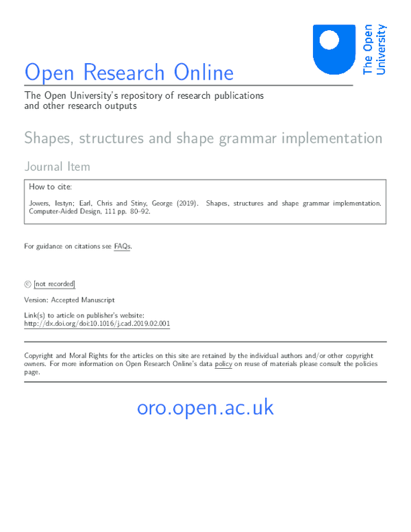 (PDF) Shapes, structures and shape grammar implementation