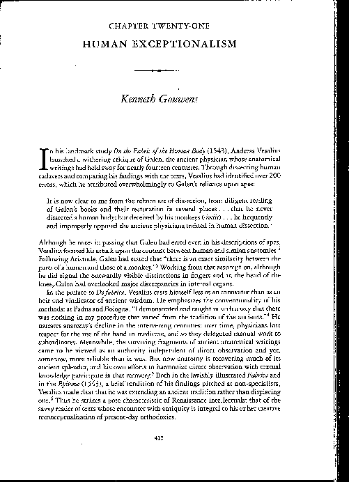(PDF) Human Exceptionalism | Kenneth Gouwens - Academia.edu