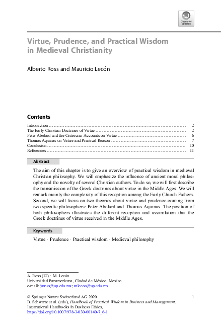 (PDF) Virtue, Prudence, and Practical Wisdom in Medieval Christianity