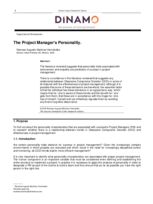 (PDF) The Project Manager's Personality