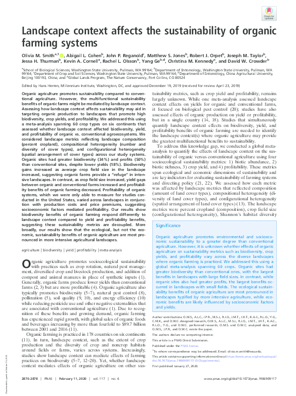 (PDF) Landscape context affects the sustainability of organic farming ...