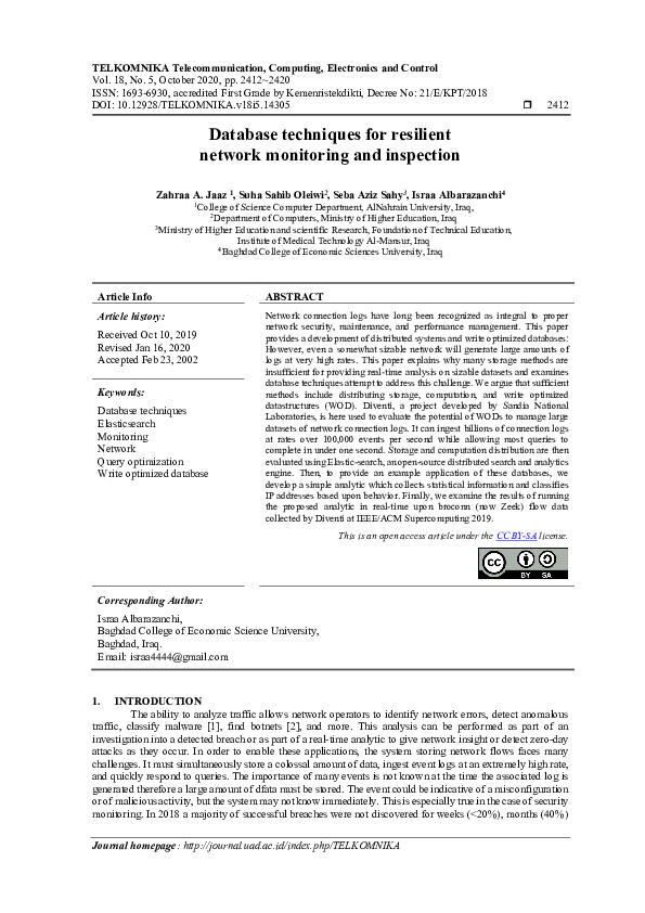 (PDF) Database techniques for resilient network monitoring and inspection