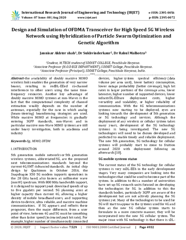 (PDF) IRJET- Design and Simulation of OFDMA Transceiver for High Speed 5G Wireless Network using ...