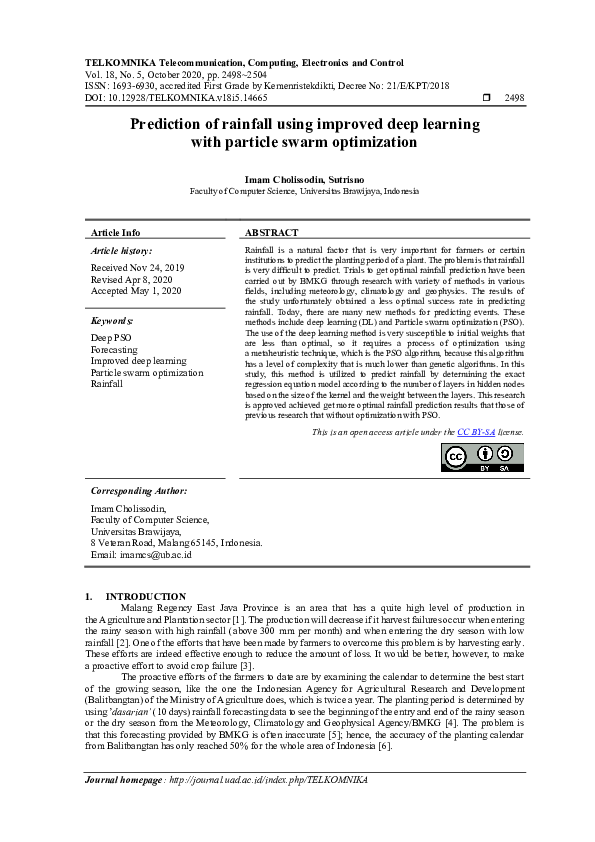 (PDF) Prediction of rainfall using improved deep learning with particle ... (PDF) Prediction of rainfall using improved deep learning with particle ...