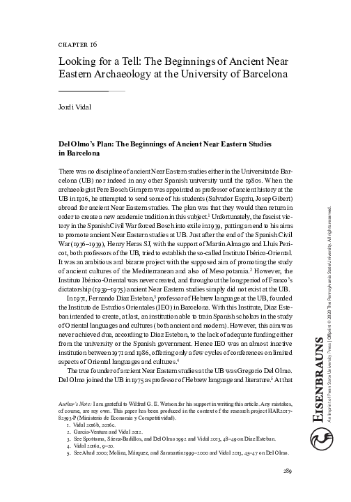 (PDF) Looking for a Tell: The Beginnings of Ancient Near Eastern ...