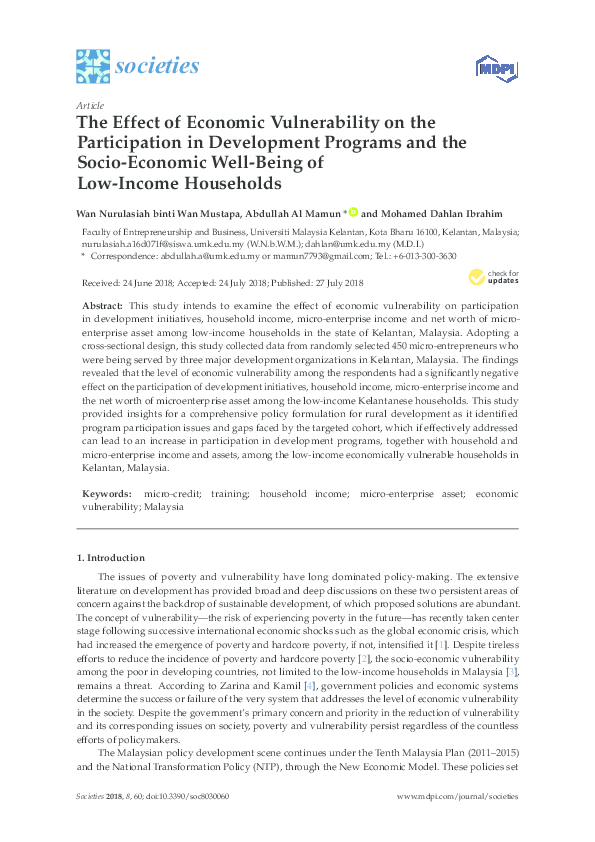 (PDF) The Effect of Economic Vulnerability on the Participation in ...