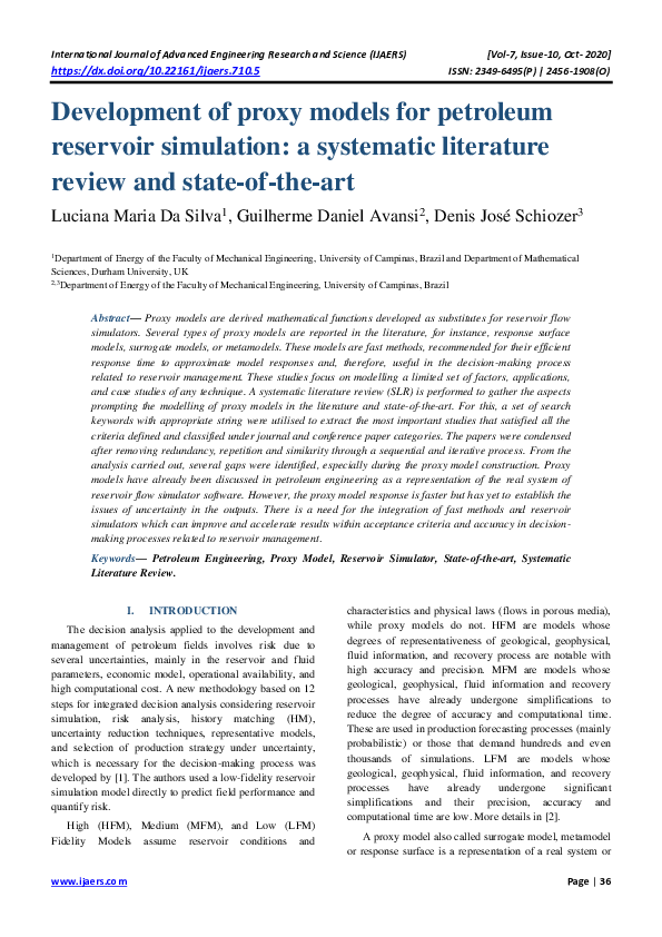 (PDF) Development of proxy models for petroleum reservoir simulation: a systematic literature ...
