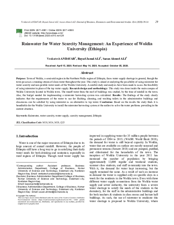(PDF) Rainwater for Water Scarcity Management: An Experience of Woldia ...