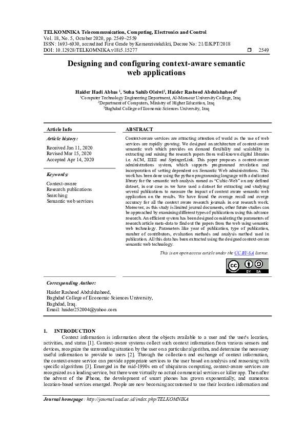 Pdf Designing And Configuring Context Aware Semantic Web Applications