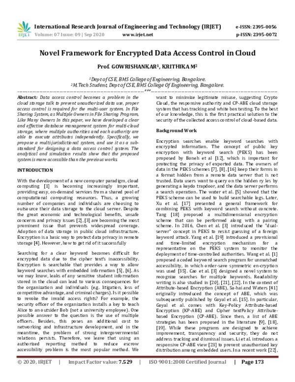 (PDF) IRJET- Novel Framework for Encrypted Data Access Control in Cloud