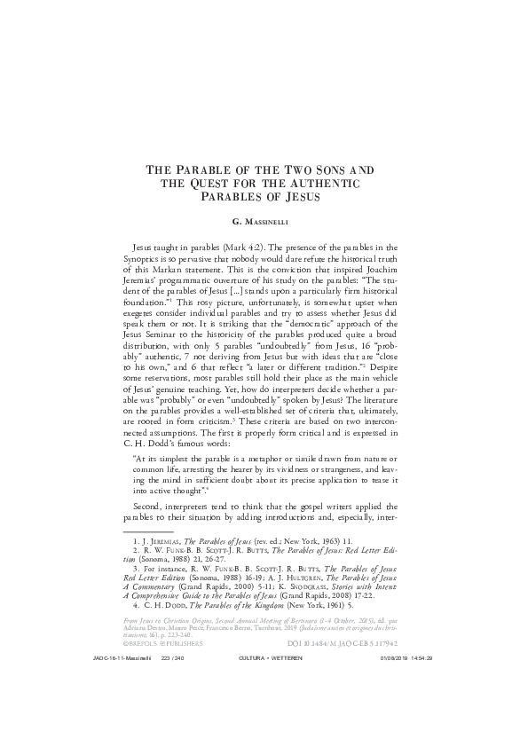 (PDF) THE PARABLE OF THE TWO SONS AND THE QUEST FOR THE AUTHENTIC ...