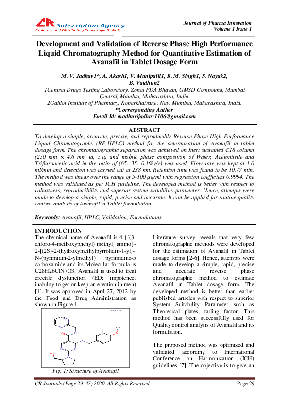(PDF) Development and Validation of Reverse Phase High Performance Liquid Chromatography Method ...