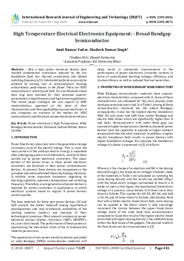 (PDF) High Temperature Electrical Electronics Equipment: -Broad Bandgap ...