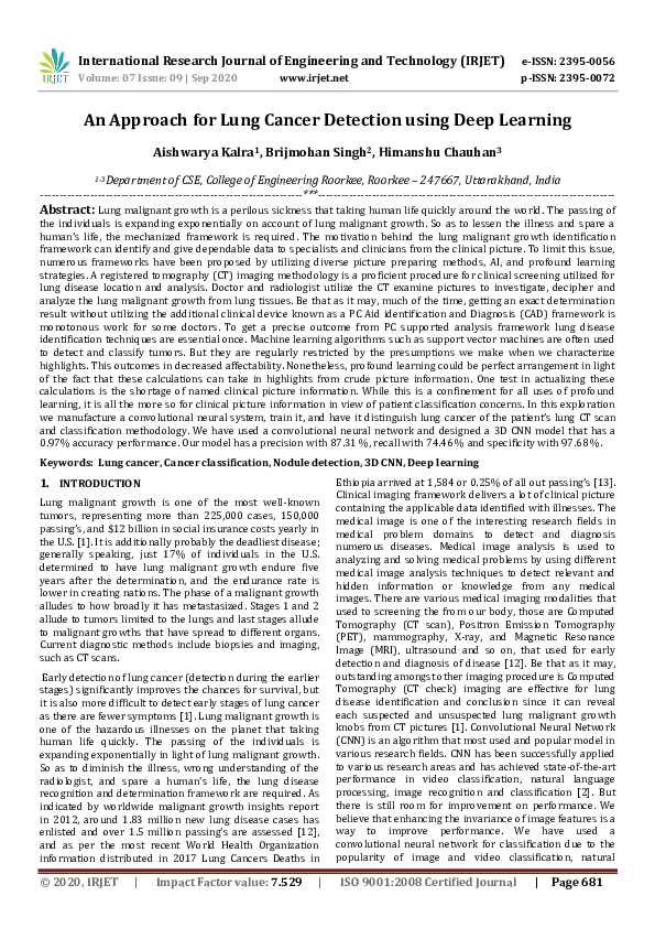 (PDF) IRJET- An Approach for Lung Cancer Detection using Deep Learning