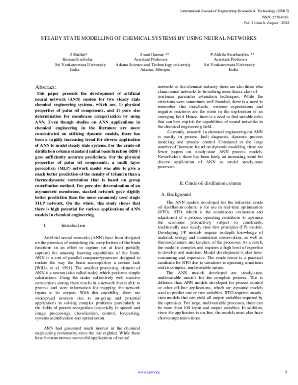 (PDF) IJERT-STEADY STATE MODELLING OF CHEMICAL SYSTEMS BY USING NEURAL NETWORKS | IJERT Journal ...