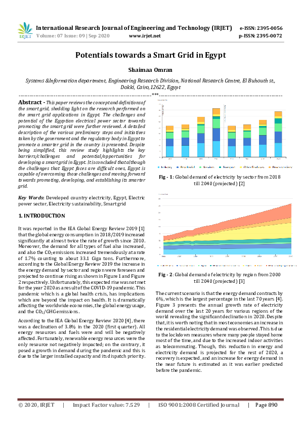 (PDF) Potentials towards a Smart Grid in Egypt