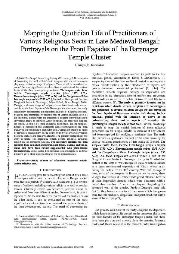 (PDF) Daily Life of Religious Practitioners in Bengal