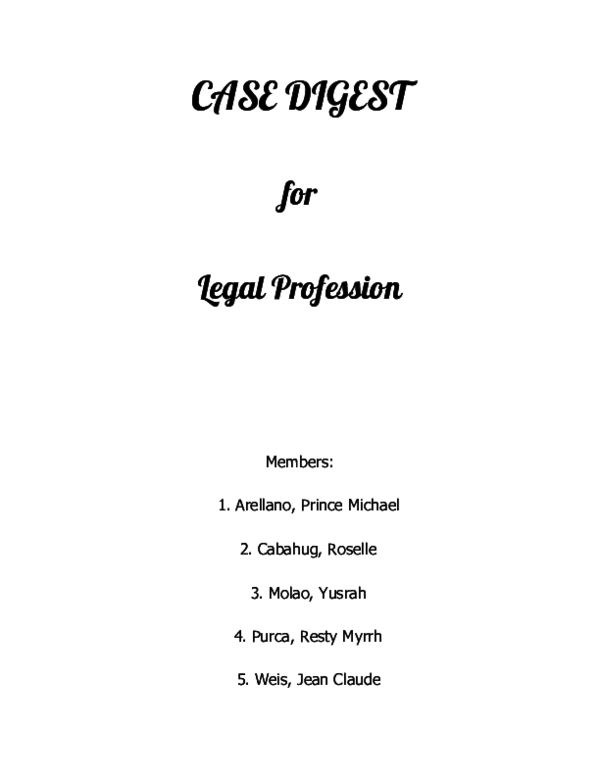 (PDF) CASE DIGEST for Legal Profession