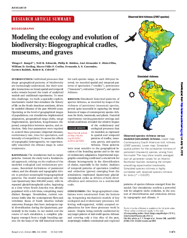 (PDF) Modeling the ecology and evolution of biodiversity ...
