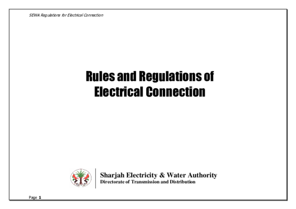 (PDF) SEWA Regulations for Electrical Connection Rules and Regulations ...