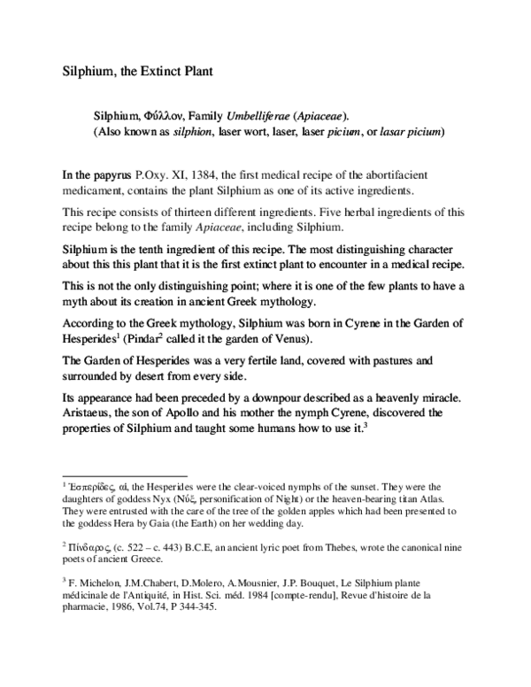 (PDF) Silphium, the Extinct Plant